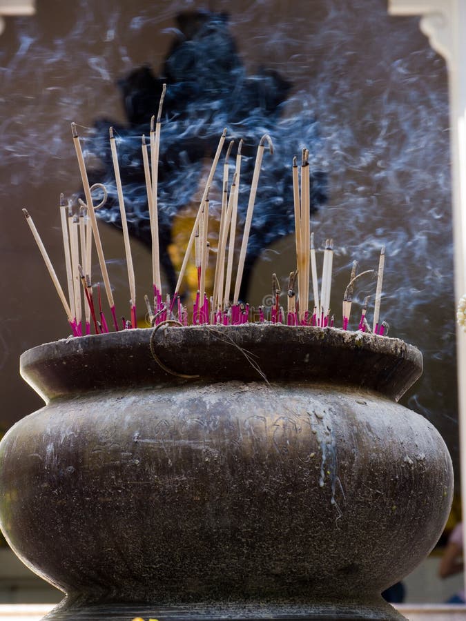 Joss Sticks in Widemouthed Earthen Jar Stock Image - Image of buddha ...