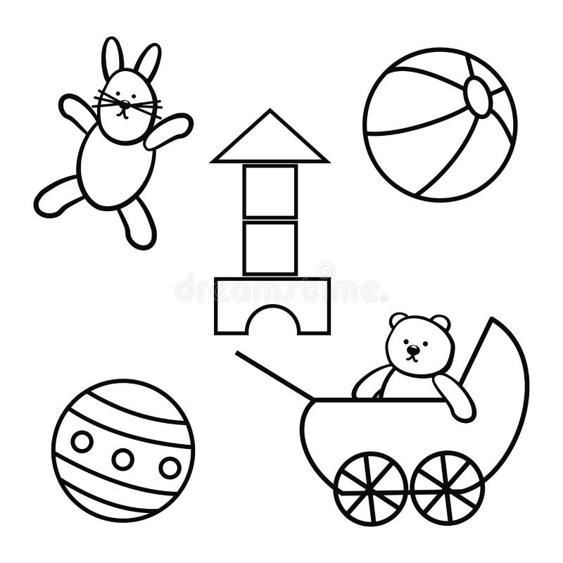 Enfants Et Jouets - Livre De Coloriage Illustration Stock ...