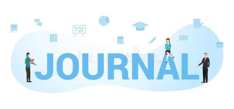 Journal Concept with Big Word or Text and Team People with Modern Flat ...