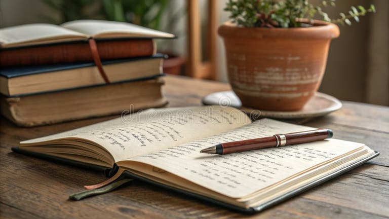Journal Entry Handwritten Notes, Rustic Wood Table, Pen Stock ...
