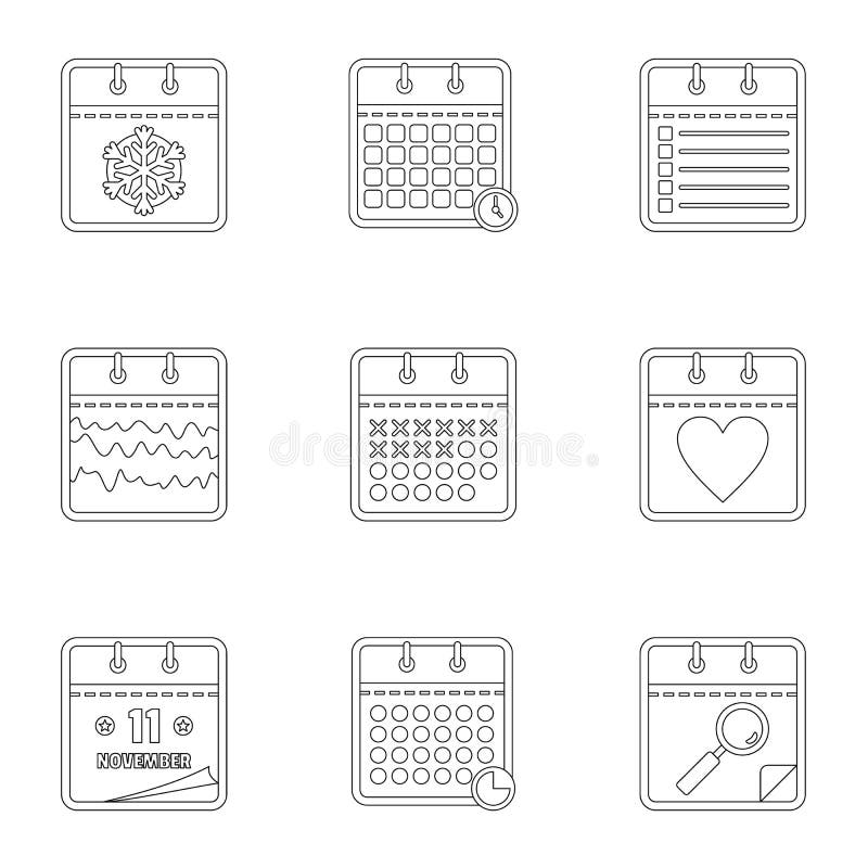 Journal Icons Set, Outline Style Stock Vector - Illustration of ...