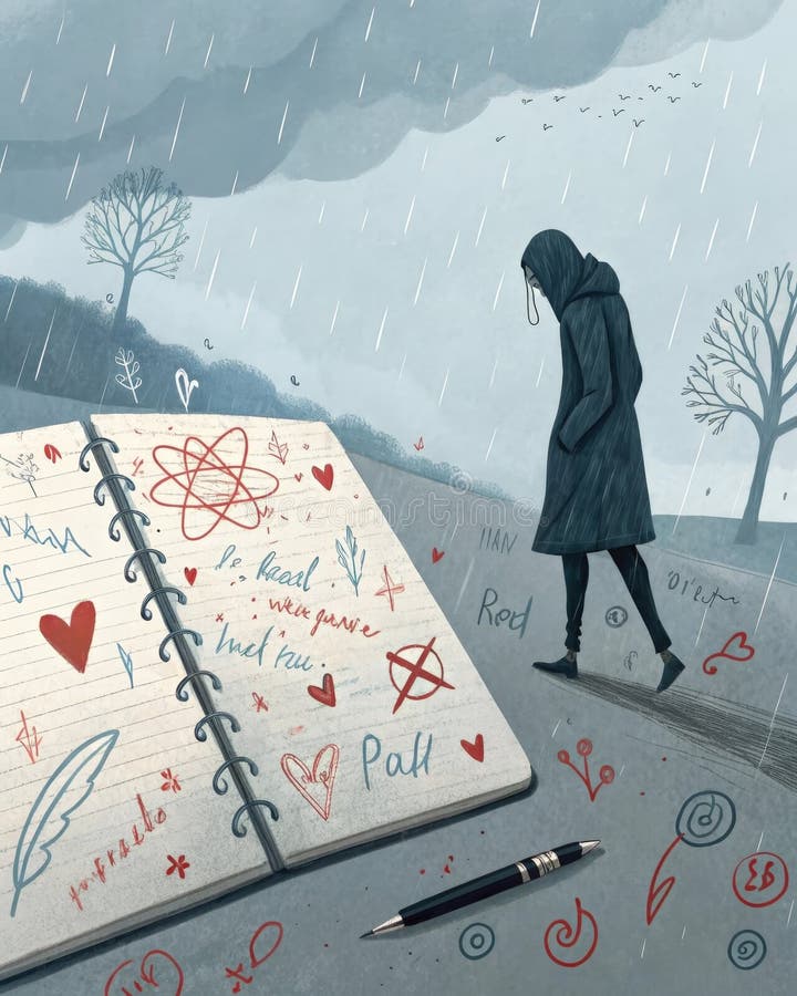 A Journal Page Filled with Fragmented Thoughts and Emotions ...