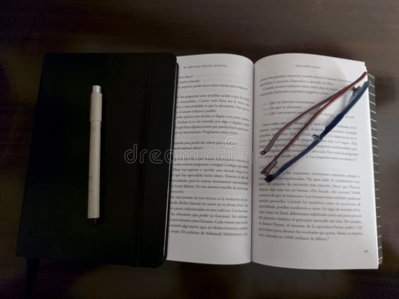 Journal, Pen, Book and Glasses Editorial Stock Image - Image of journal ...