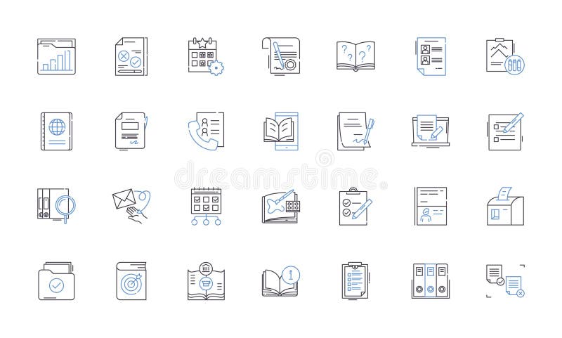 Journal Publication Line Icons Collection. Analysis, Authorship ...