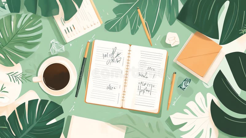 Journaling Ideas: Notes, Coffee, Plants, Relaxing, Productivity, Green ...