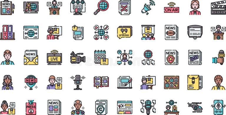 Journalism Icons . High-Quality Vector Icons Collection with Editable ...
