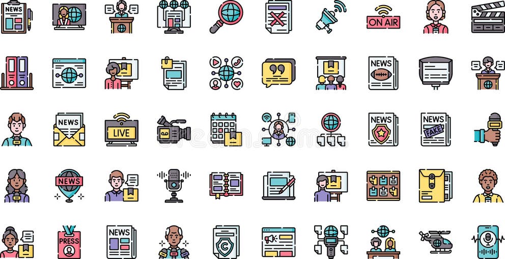 Journalism Icons . High-Quality Vector Icons Collection with Editable ...