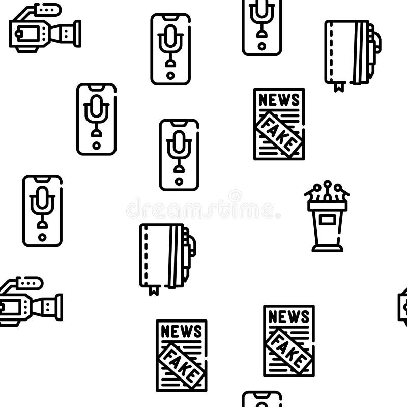Journalist Accessories Vector Seamless Pattern Stock Vector ...