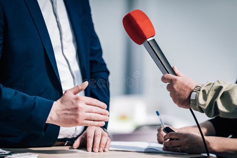 Journalist Interview. Speaker Answering Questions Stock Photo - Image ...