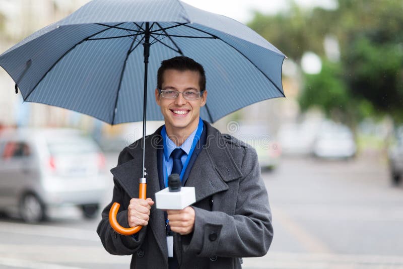 Journalist Live Broadcasting Stock Photo - Image of looking, journalist ...