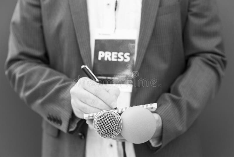 Journalist, Reporter or Correspondent with Press Pass at Media Event ...