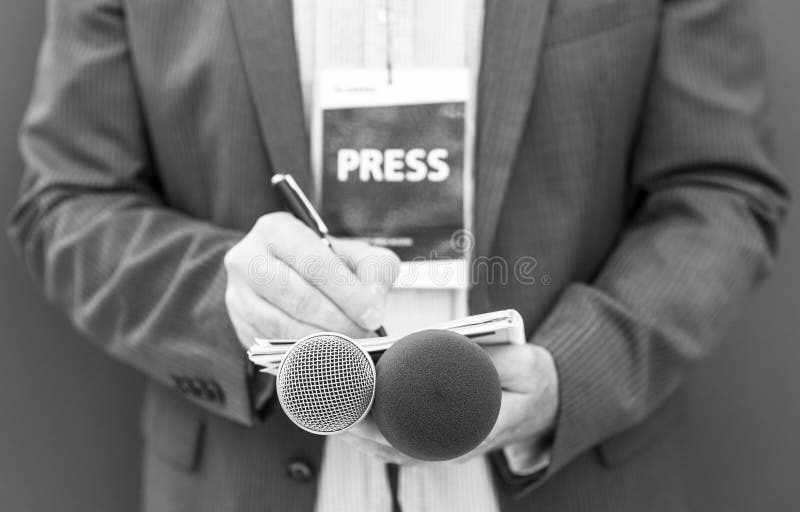 Journalist, Reporter or Correspondent with Press Pass at Media Event ...