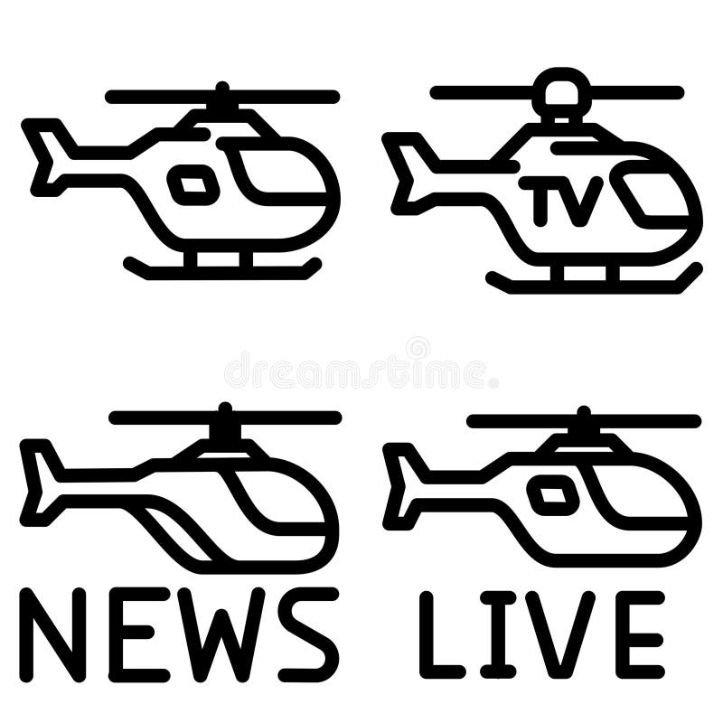Helicopter News Reporter Icon Set Stock Vector - Illustration of symbol ...