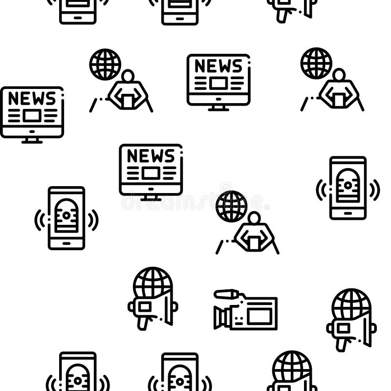 Journalist Reporter Seamless Pattern Vector Vector Illustratie ...
