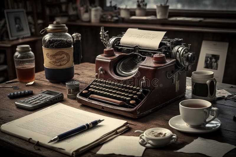 Journalist S Desk with Old Typewriter. Created with Generative AI ...