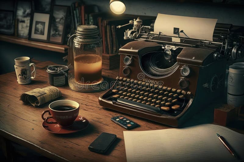 Journalist S Desk with Old Typewriter. Created with Generative AI ...