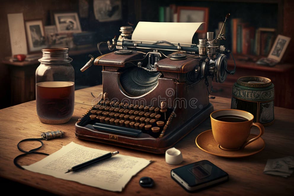 Journalist S Desk with Old Typewriter. Created with Generative AI ...