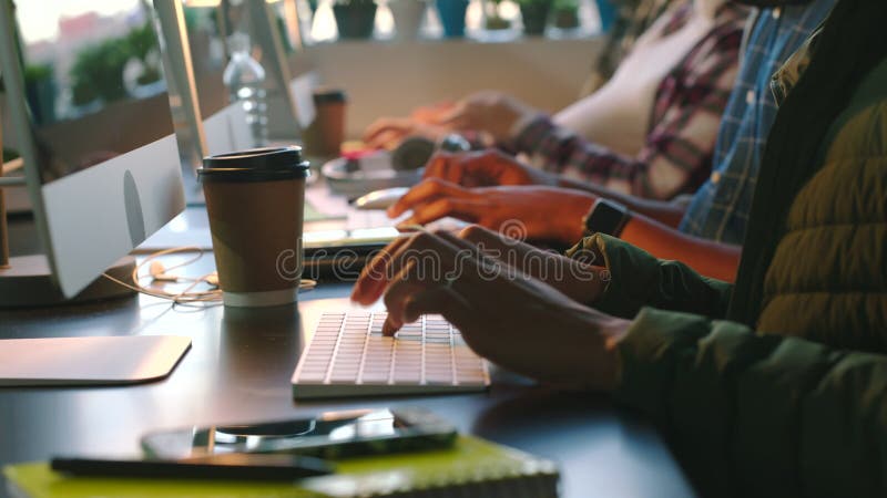 Journalist Team Hands Typing on Computer in an Office for an Online ...