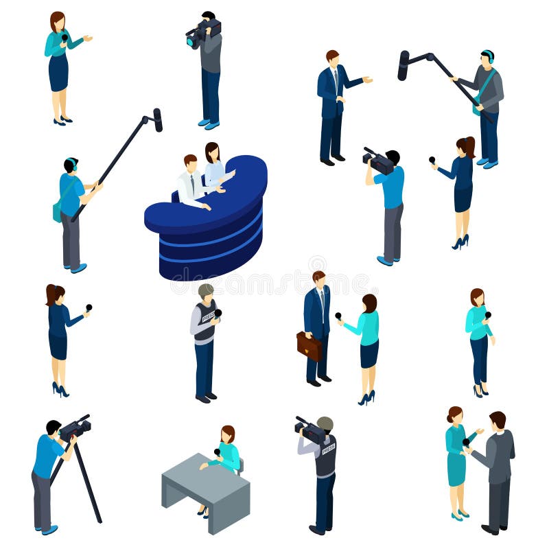 Journalist Work Isometric Icons Set Stock Vector - Illustration of news ...