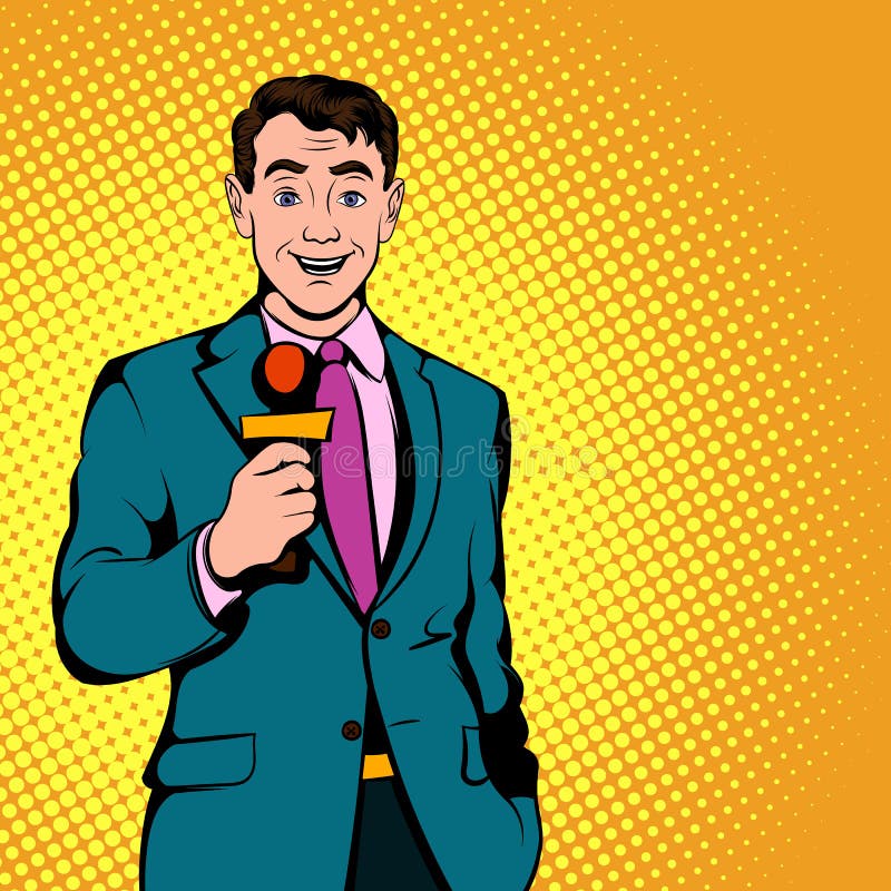 Journalista Com Vetor Do Livro Para Colorir Do Microfone Ilustração do ...