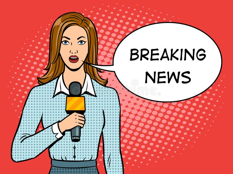 Journalista Com Vetor Do Pop Art Do Microfone Ilustração do Vetor ...