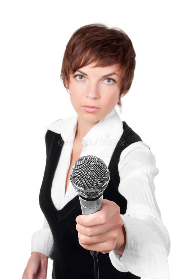 Journaliste Avec Le Microphone Image stock - Image du entrevue ...