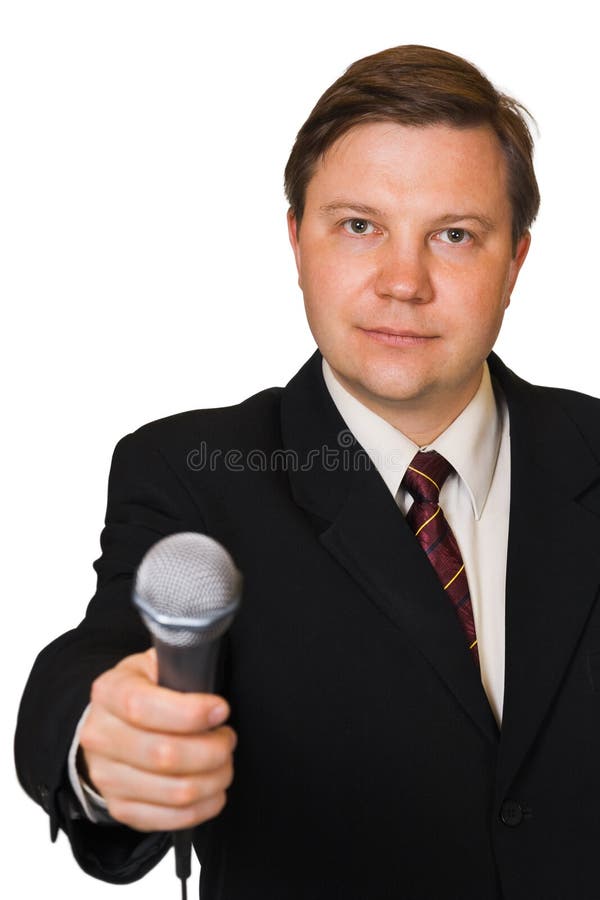 Journaliste Avec Le Microphone Image stock - Image du conférence ...