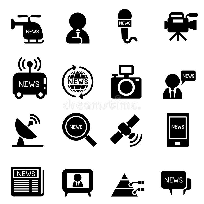Journaliste Icons D'actualités Illustration Stock - Illustration du ...