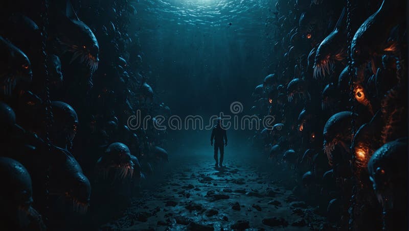 Journey through the Abyss: Exploring the Depths Amidst Glowing Eyes of ...