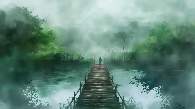 Journey Across the Whispering Waters./n Stock Illustration ...