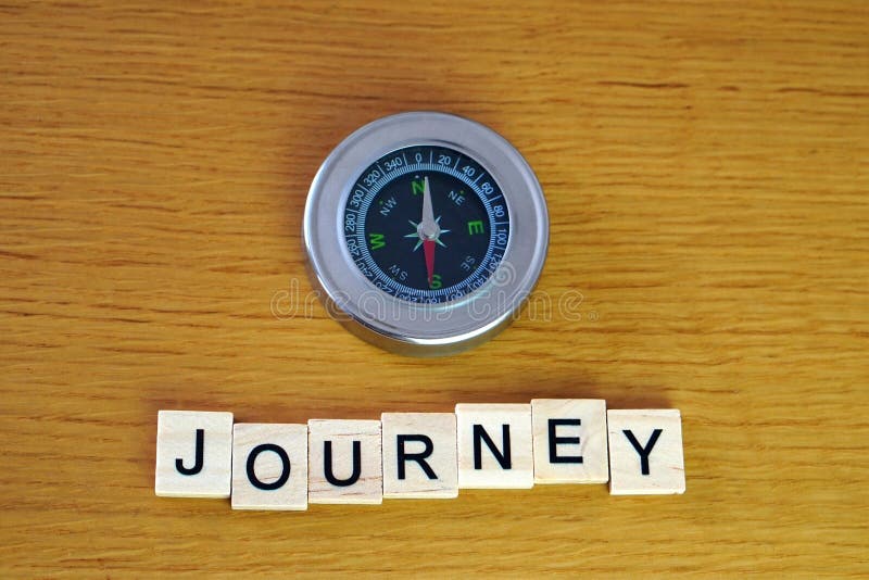 Journey Concept. Word Written in Wooden Letters with a Compass Stock ...