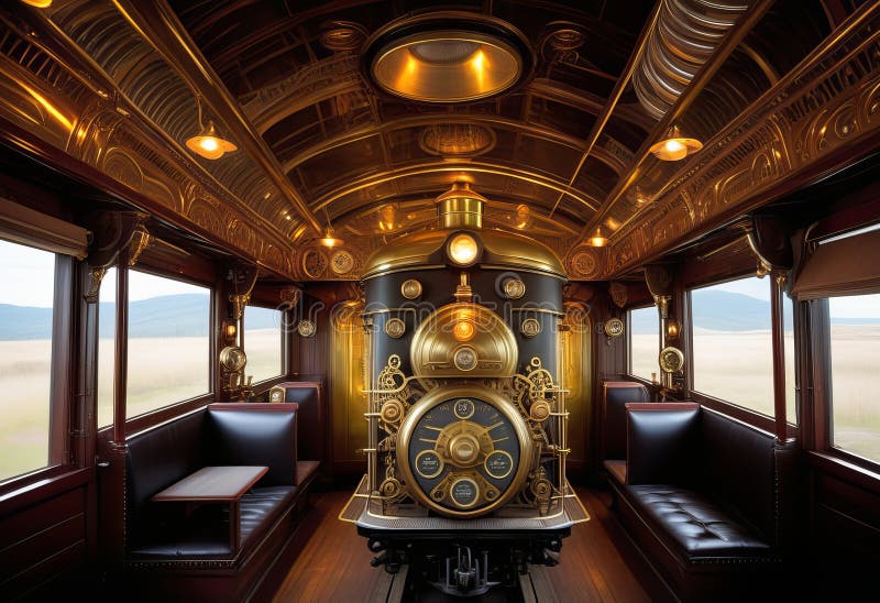 A Journey through the Enchanted Locomotive Cabin Stock Illustration ...