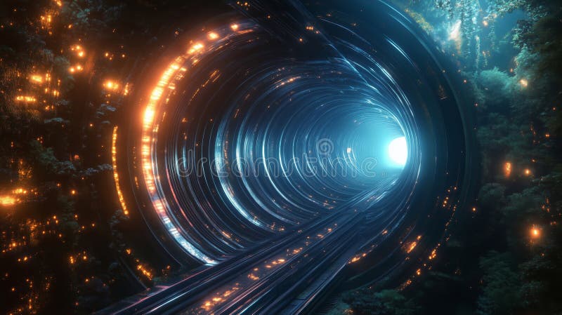 Journey through the Enigmatic Tunnel of Light and Energy Stock Illustration - Illustration of ...