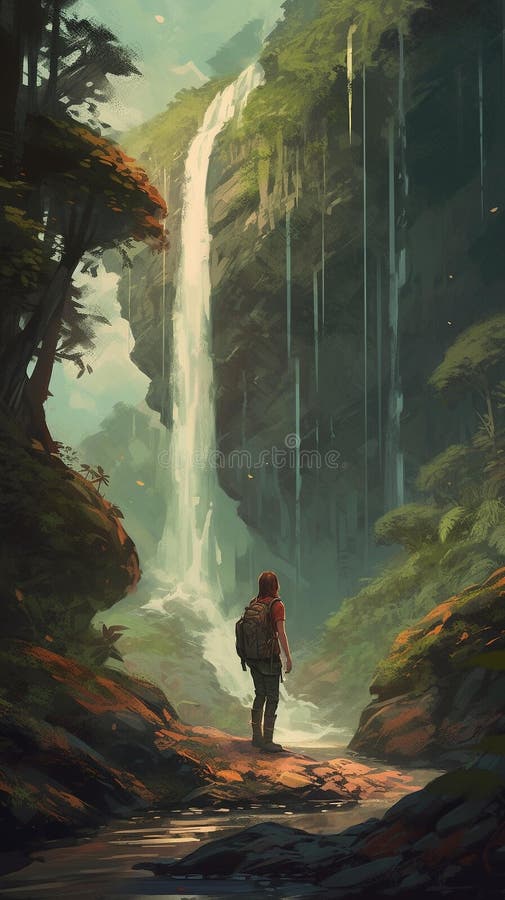 Journey through the Forest: a Hikers Adventure Stock Illustration ...