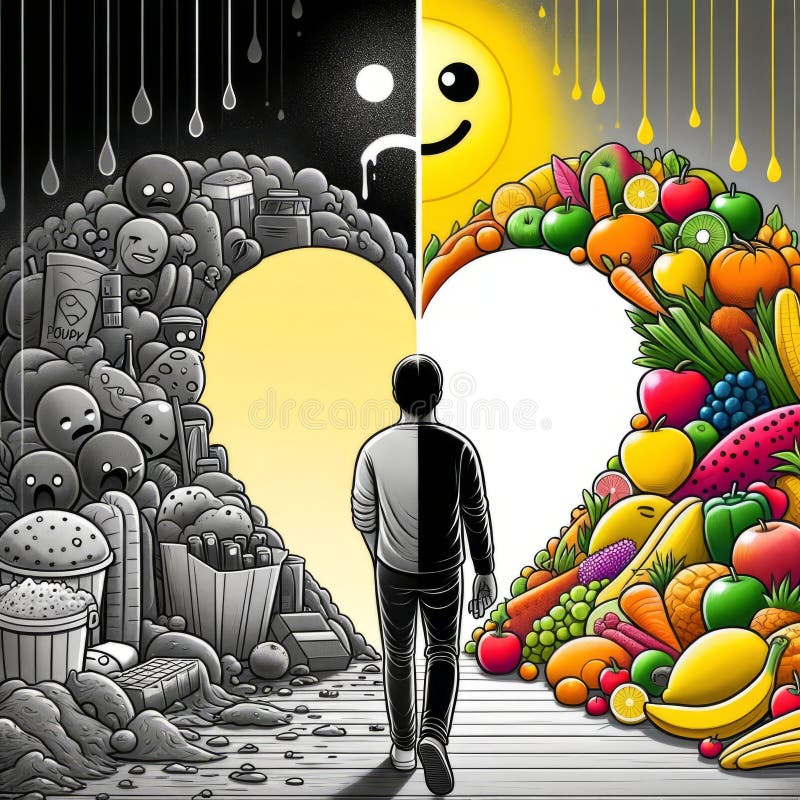 Journey from Gloom To Bloom Stock Illustration - Illustration of ...