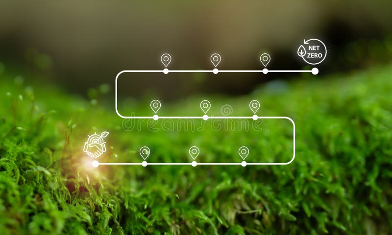 Journey and Green Roadmap To Net Zero Concept. Sustainability Roadmap ...