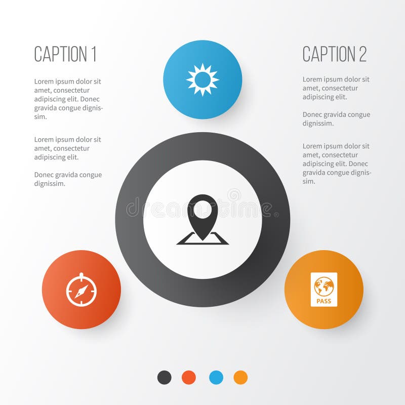 Journey Icons Set. Collection of Location, Sunny, Guide and Other ...