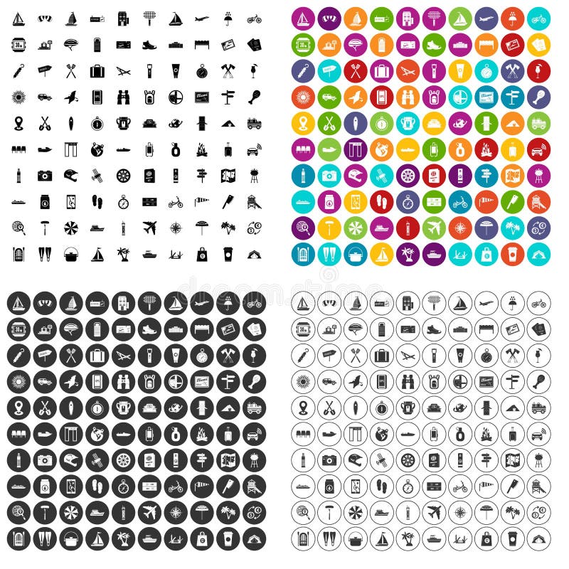 100 Journey Icons Set Vector Variant Stock Vector - Illustration of ...