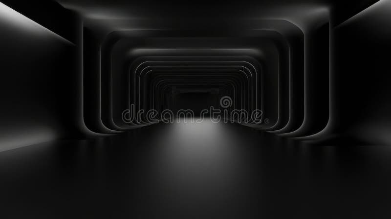 Journey through Infinite Dark Hallway, Discover Abstract Tunnel ...