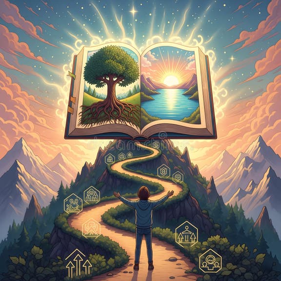The Journey of Knowledge and Enlightenment Stock Illustration ...