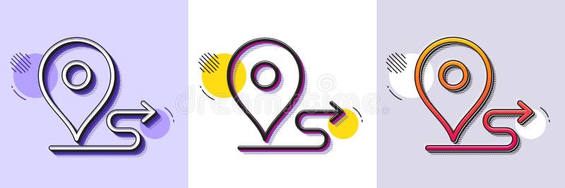 Journey Line Icon. Road Path Sign. Halftone Dotted Pattern. Vector ...