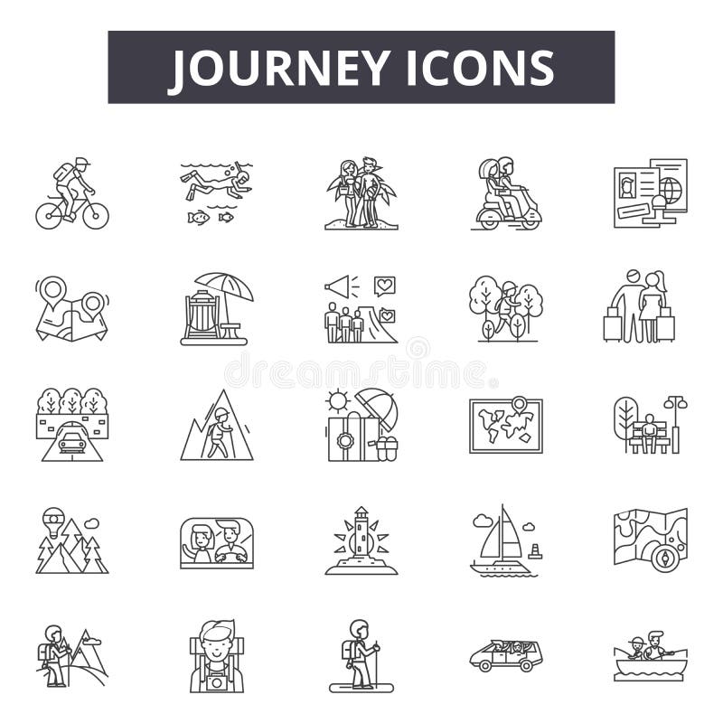 Journey Line Icons for Web and Mobile Design. Editable Stroke Signs. Journey Outline Concept ...