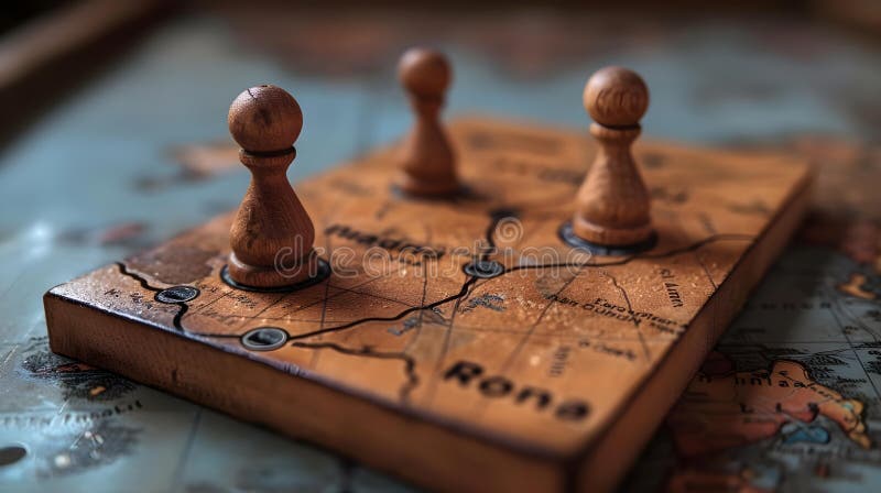 Journey Markers - Essential Navigation on a Vintage Map. Concept ...