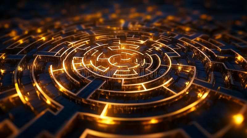 Journey through a Mesmerizing Abstract Fractal Labyrinth Where Glowing ...