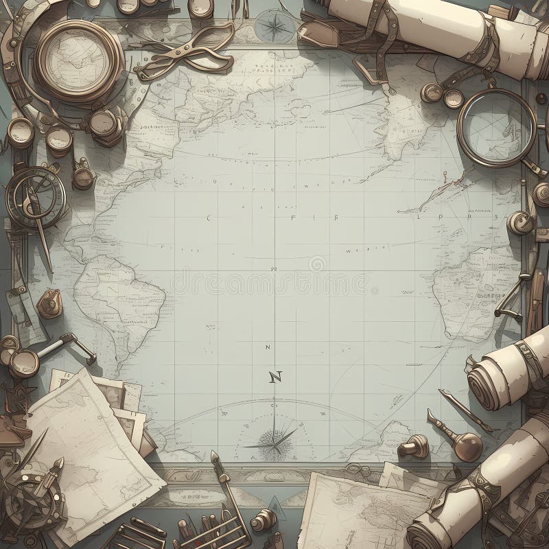 Explore the World: Vintage Map Maker S Desk Stock Illustration ...