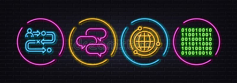 Journey Path, Globe and Talk Bubble Minimal Line Icons. for Web ...