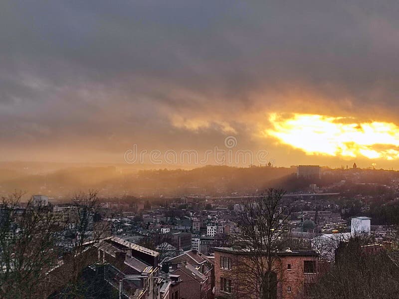 A Journey through the Streets of Europe. Sunset, Panorama. Stock Photo ...