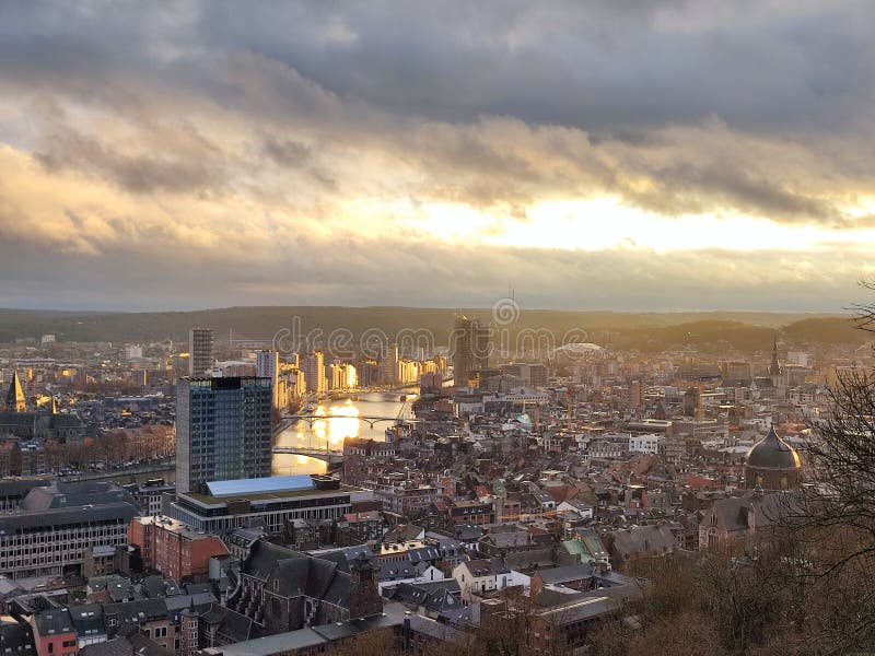 A Journey through the Streets of Europe. Sunset, Panorama. Stock Image ...