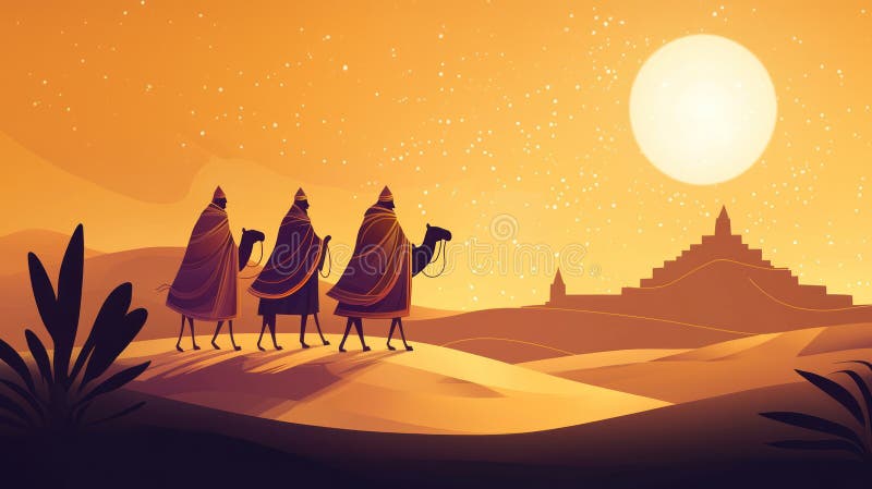 The Journey of the Three Wise Men Stock Illustration - Illustration of ...