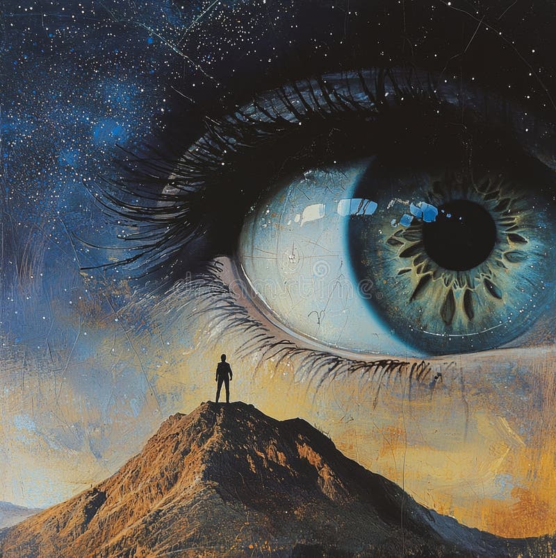 Journey through Time and Space: Man in the Face of the Universe Stock ...